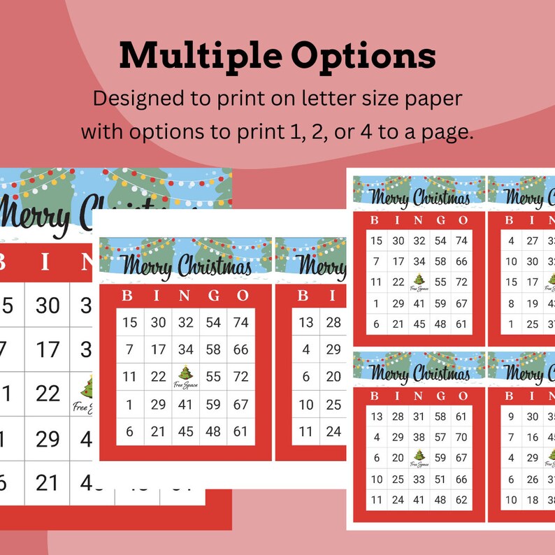 Printable Christmas Bingo Cards Set of 100 | Digital Download Bingo ...