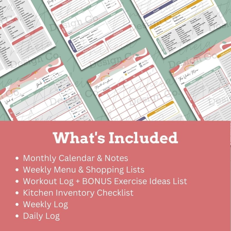 Digital Meal and Fitness Planner | Food and Exercise Tracker ...