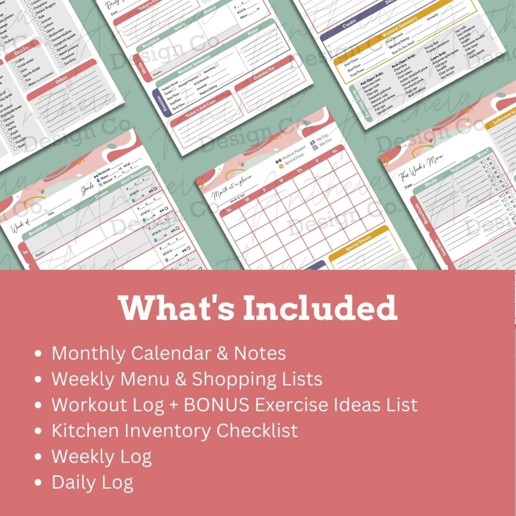 Digital Meal and Fitness Planner | Food and Exercise Tracker ...