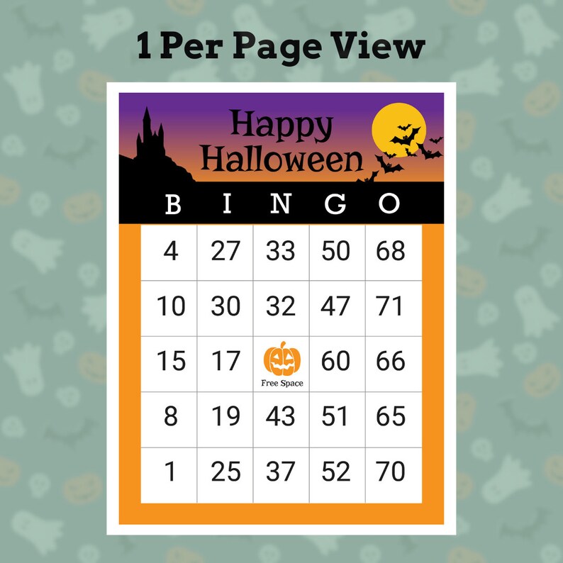 Printable Halloween Bingo Cards Set of 100 | Digital Download Bingo ...