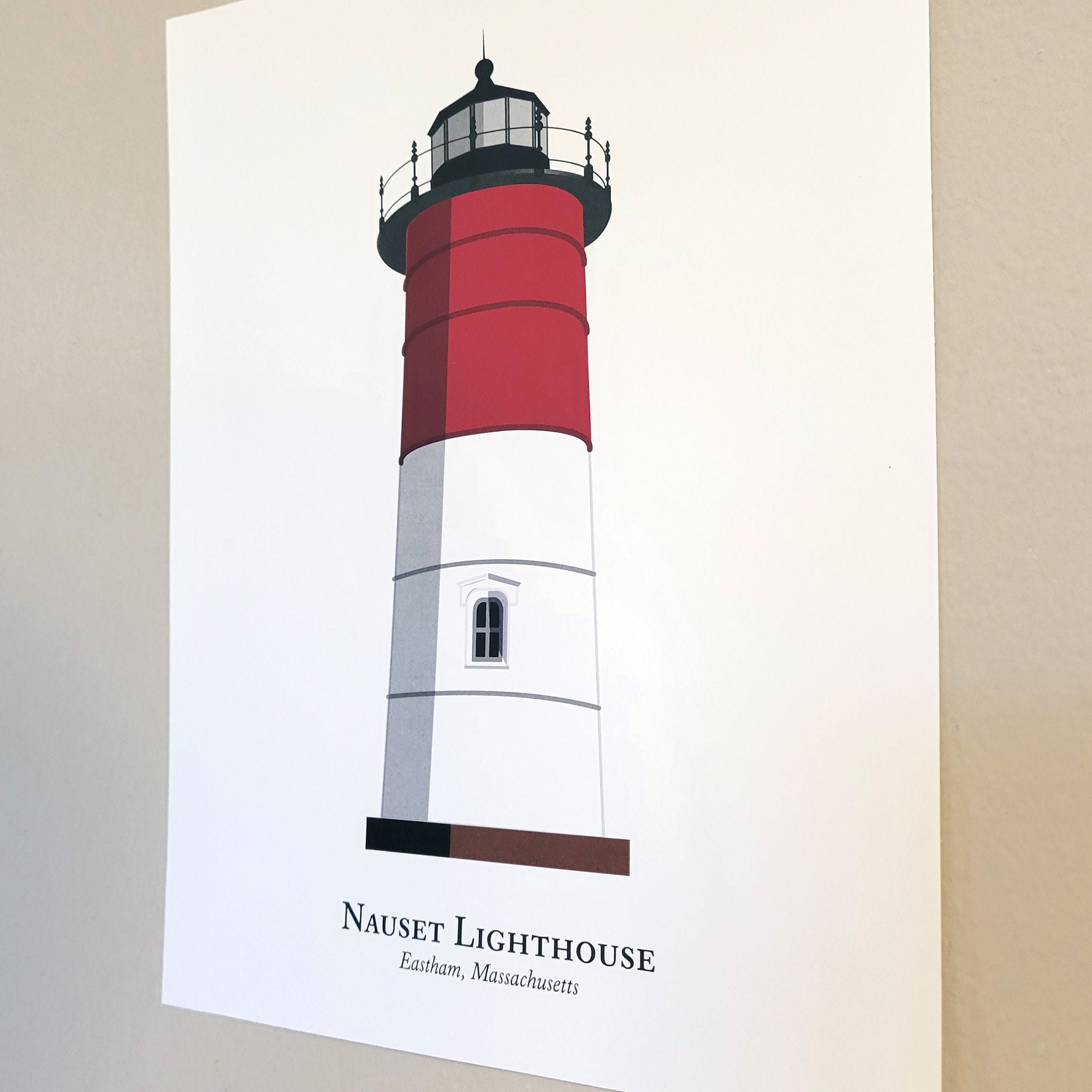 Cape Cod Lighthouse Illustration Print | Nauset Lighthouse Illustration ...