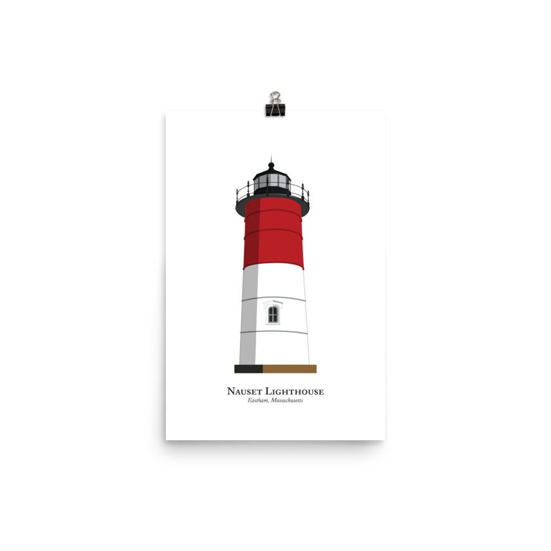 Cape Cod Lighthouse Illustration Print Nauset Lighthouse - Etsy