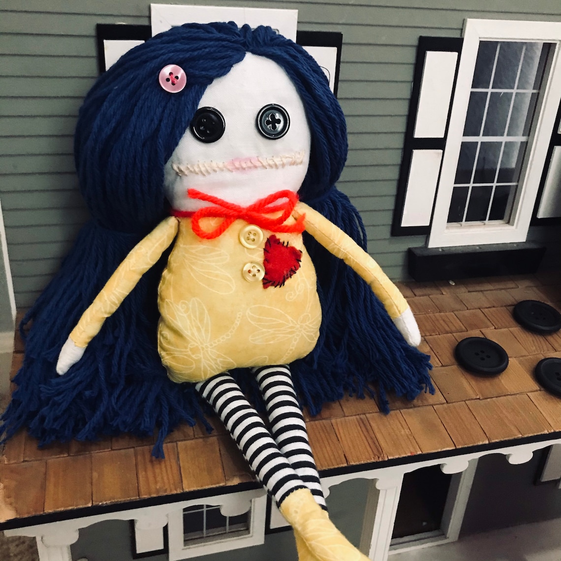 Coraline inspired rag doll handmade creepy plush doll | Etsy