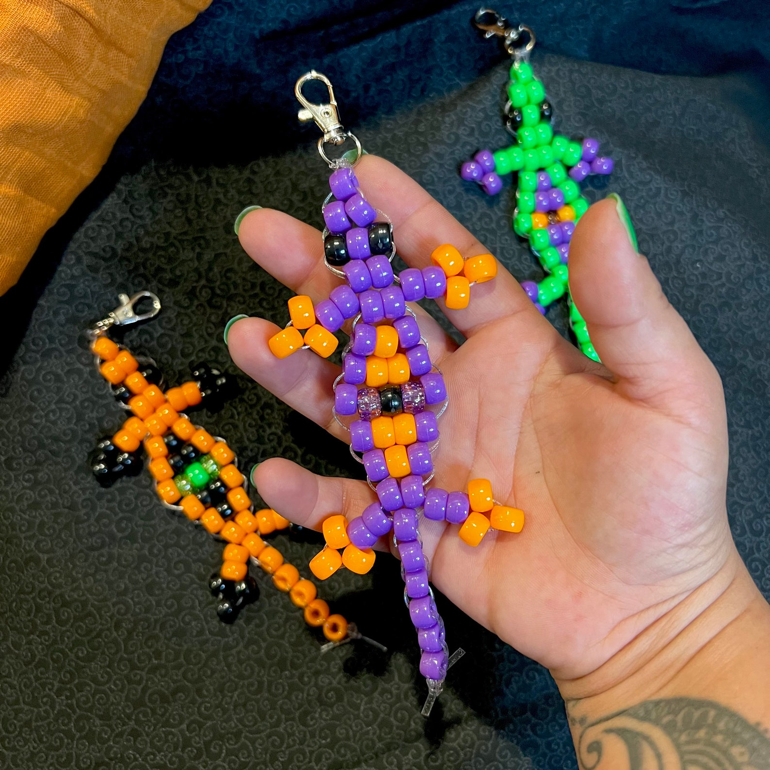 Handmade Halloween Beaded Lizard Keychain Vintage Style 90s - Etsy