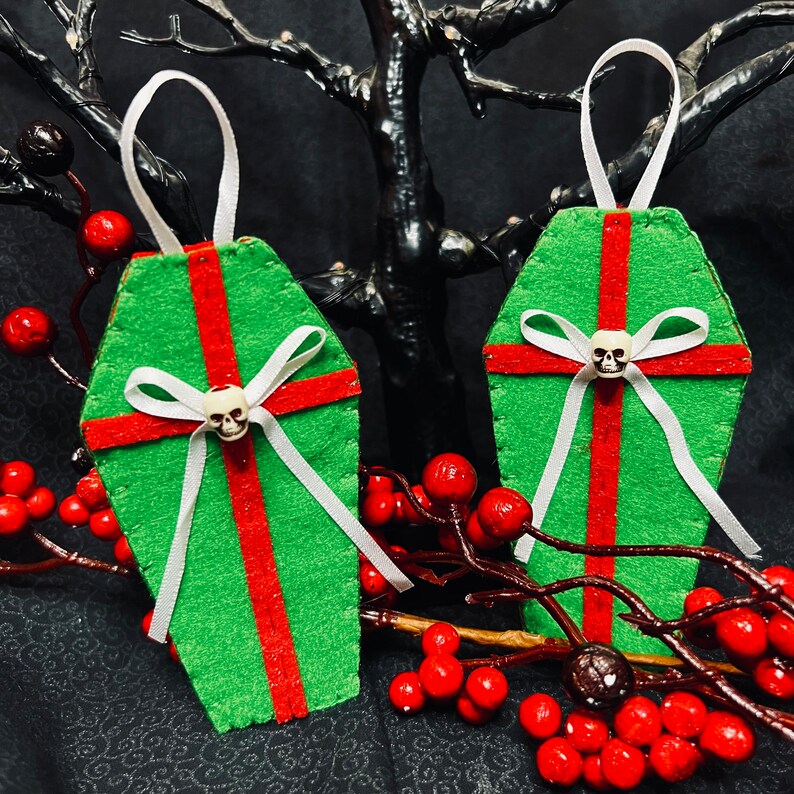 Coffin Ornaments Spooky Christmas Decor Handmade Creepmas Ornament Set ...