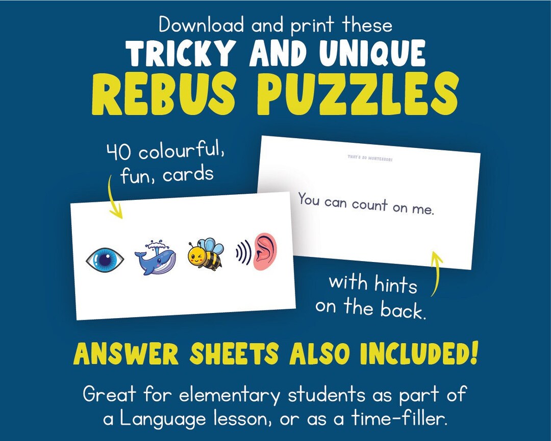 Rebus Puzzles | Tricky Brain Teasers | Hard Word Game - Etsy