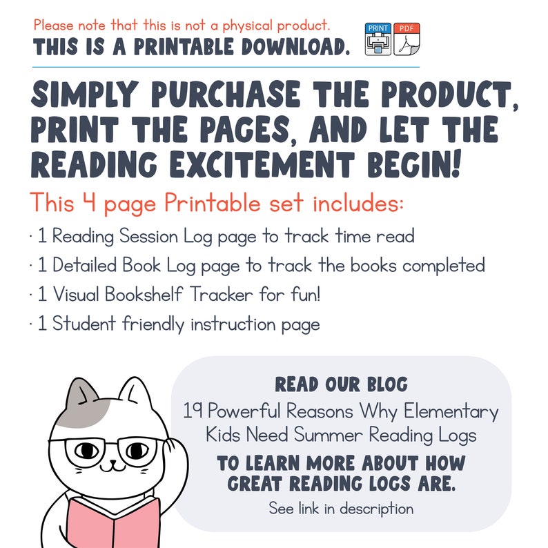 Reading Log for Kids Student Book Tracker Summer Reading and Book Log ...