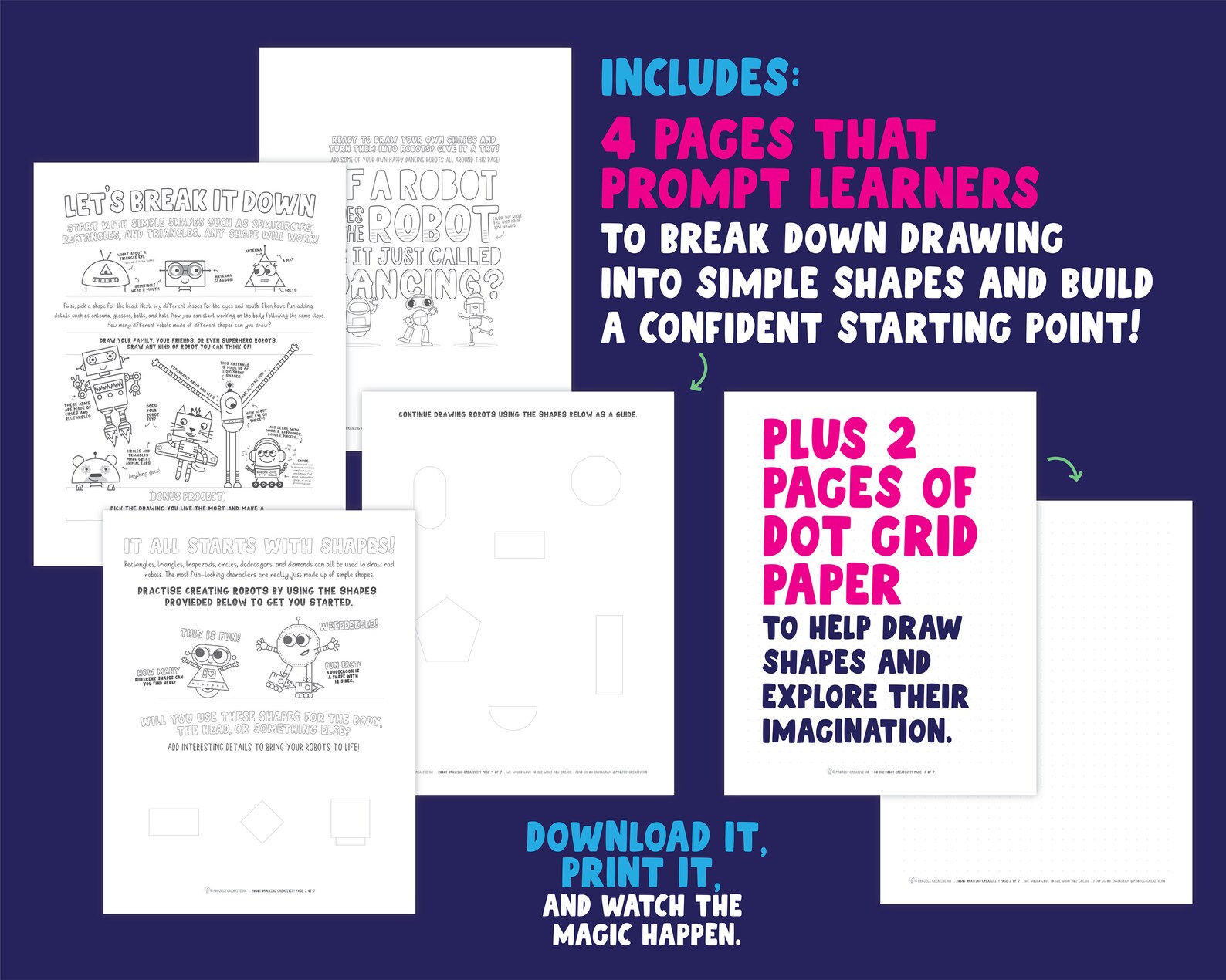 How to Draw Fun Robots Printable Activity Pages Drawing Tutorial ...