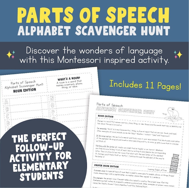 Parts of Speech Scavenger Hunt Game | Elementary Language Activity ...
