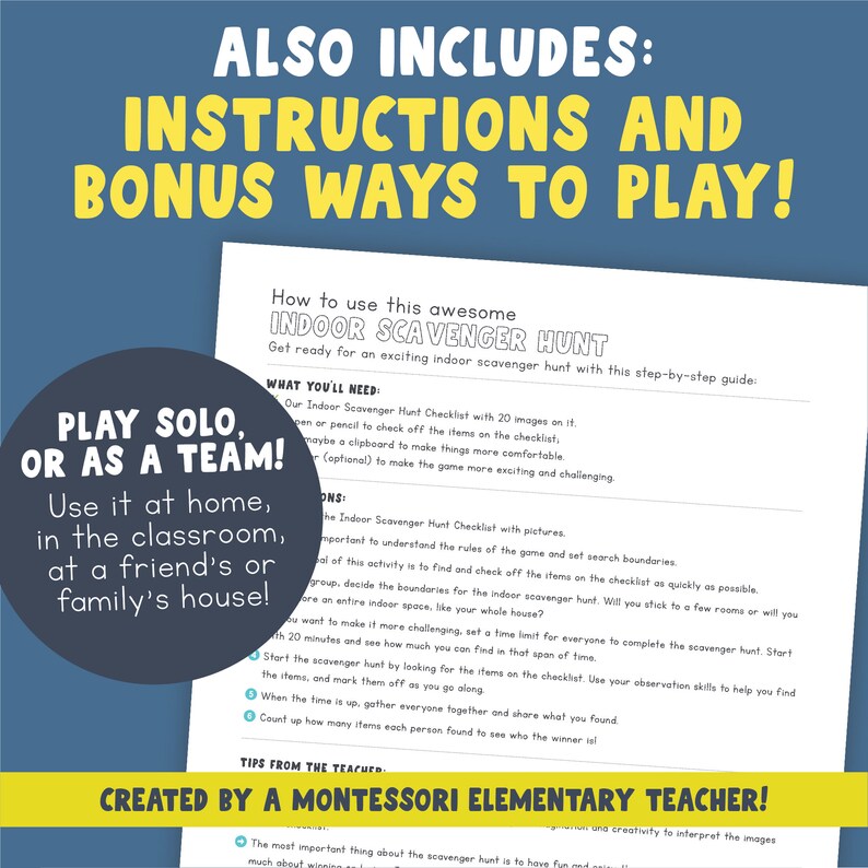 Indoor Scavenger Hunt for Kids Rainy Day Activity Print & - Etsy