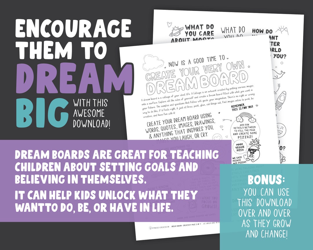 Printable Dream Board Activity for Kids Create a Vision Board ...