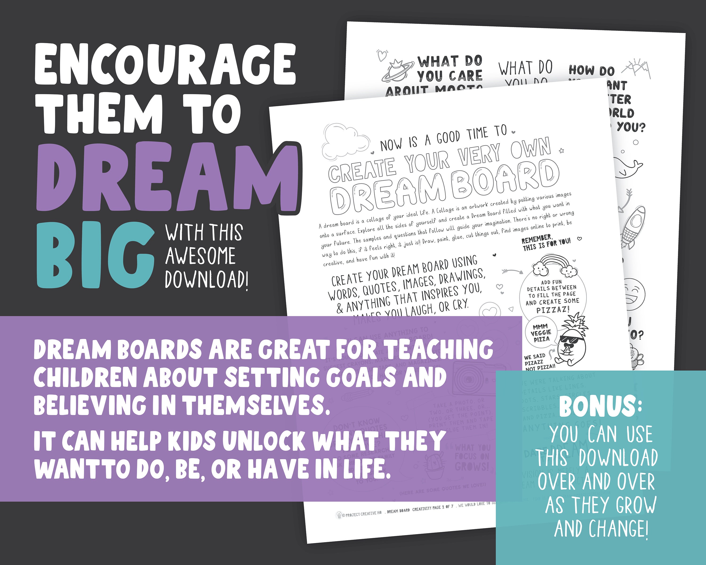 Printable Dream Board Activity for Kids Create a Vision Board ...