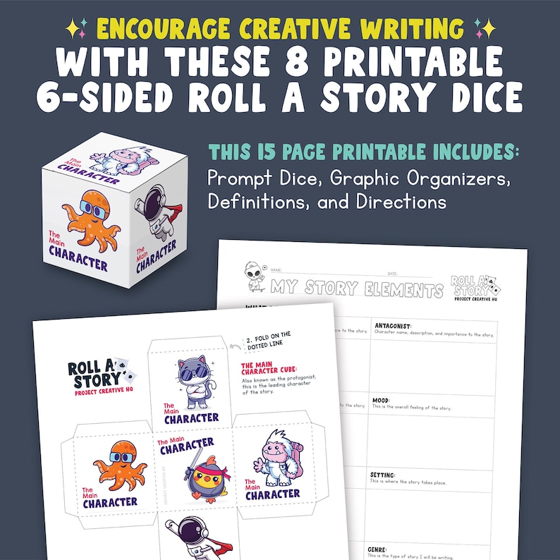 Story Elements Dice Game With Graphic Organizer | Roll a Story | Story ...