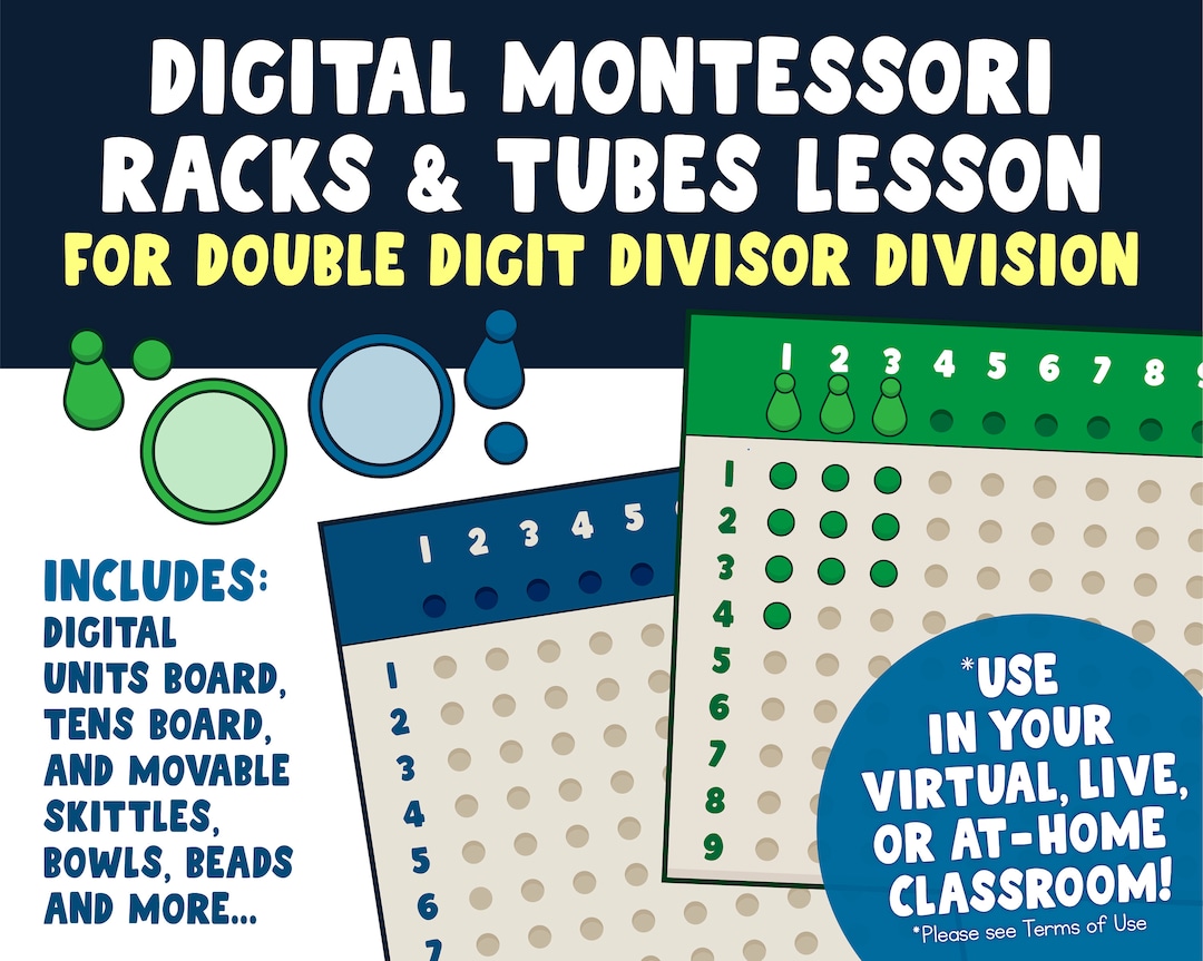 Montessori Long Division Lesson | Racks and Tubes Double-Digit Divisor ...