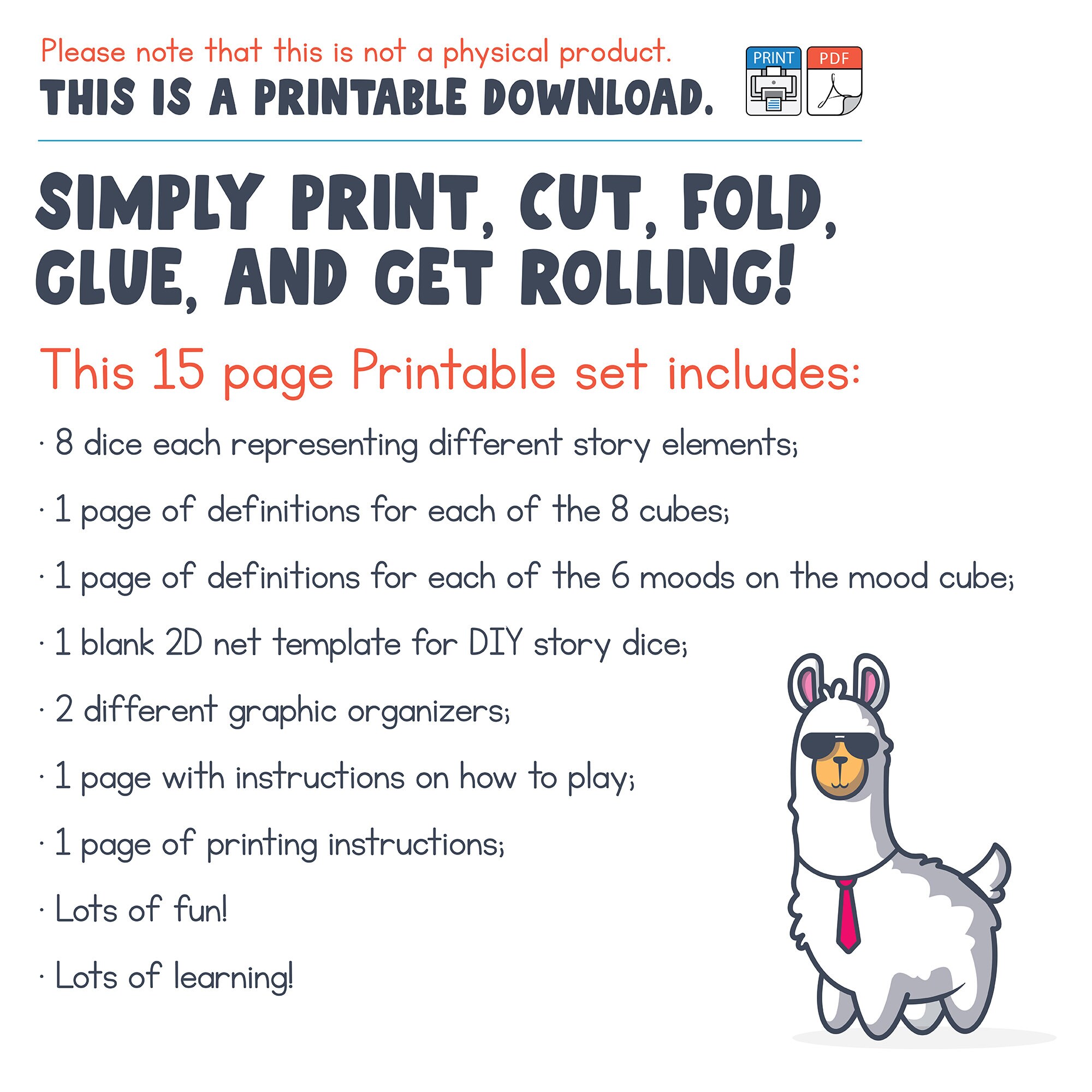 Story Elements Dice Game With Graphic Organizer Roll a Story Story ...