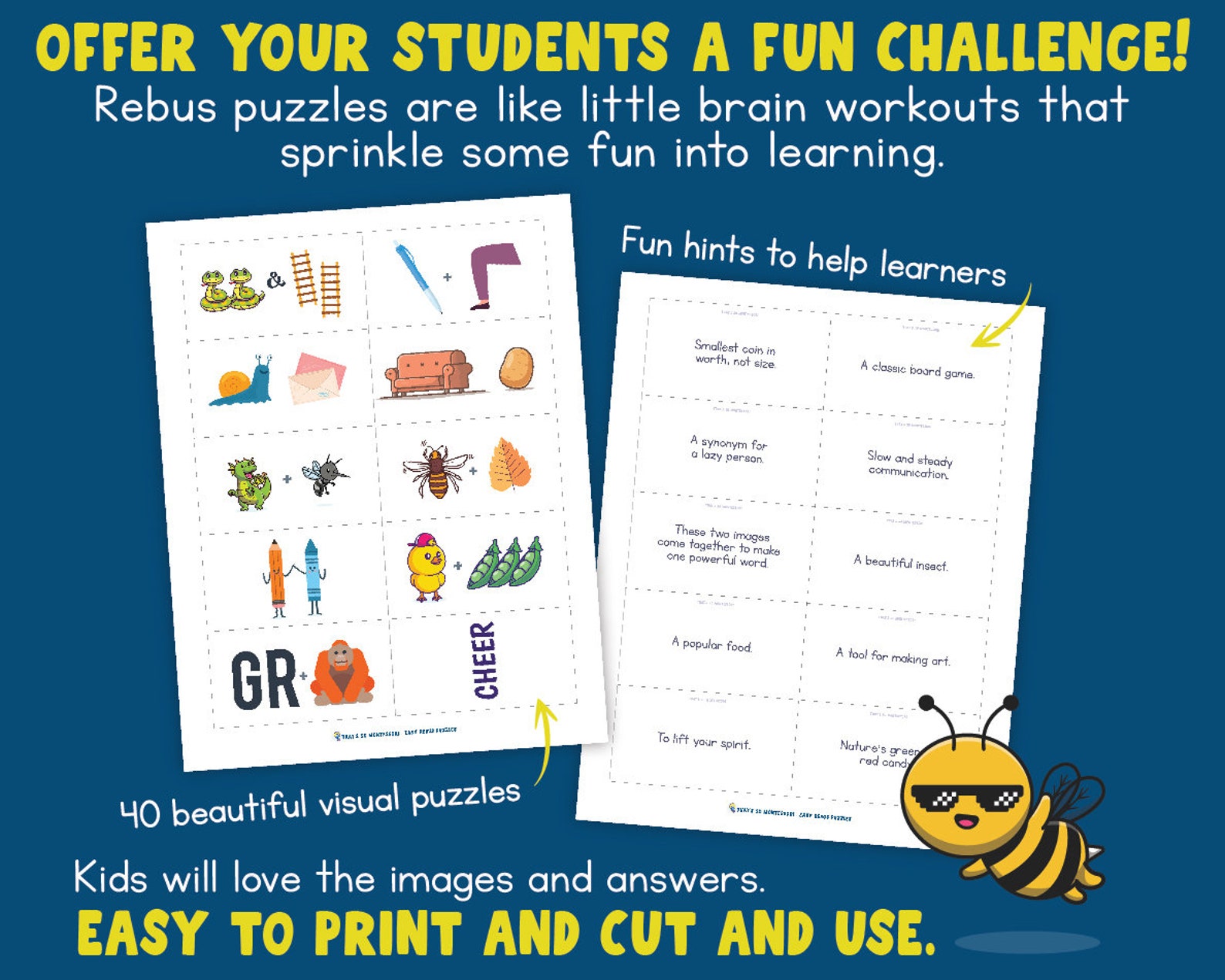 40 Rebus Puzzles With Answers | Brain Teasers | Printable Picture Puzzles - Etsy