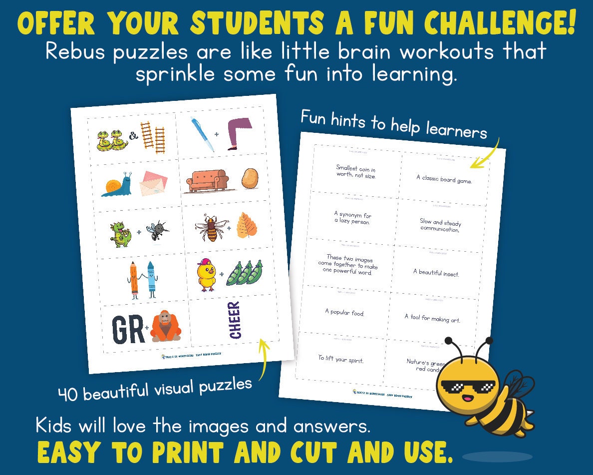 40 Rebus Puzzles With Answers | Brain Teasers | Printable Picture ...