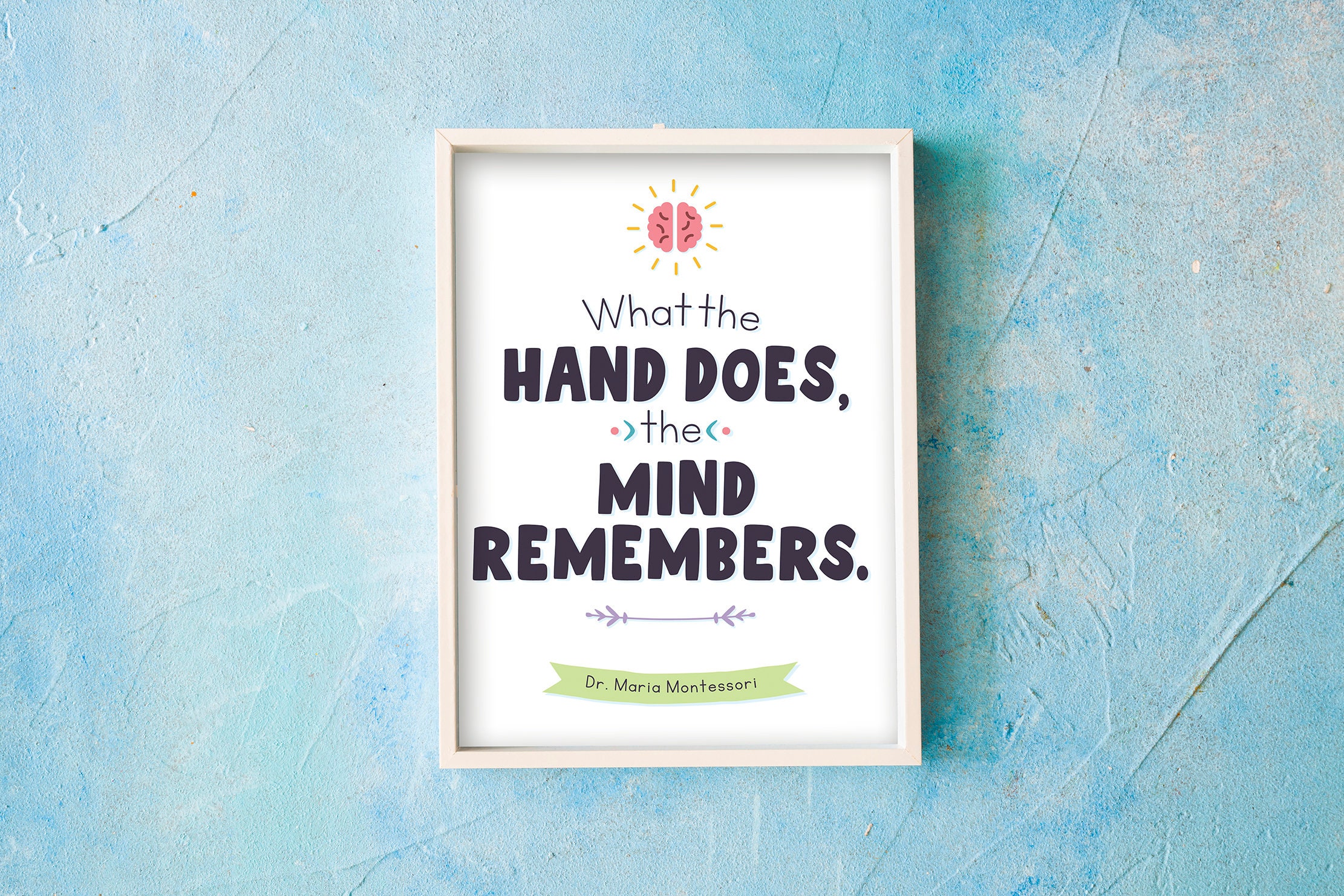 Motivational Classroom Poster | Hand + Mind Montessori Quote | Wall Art ...