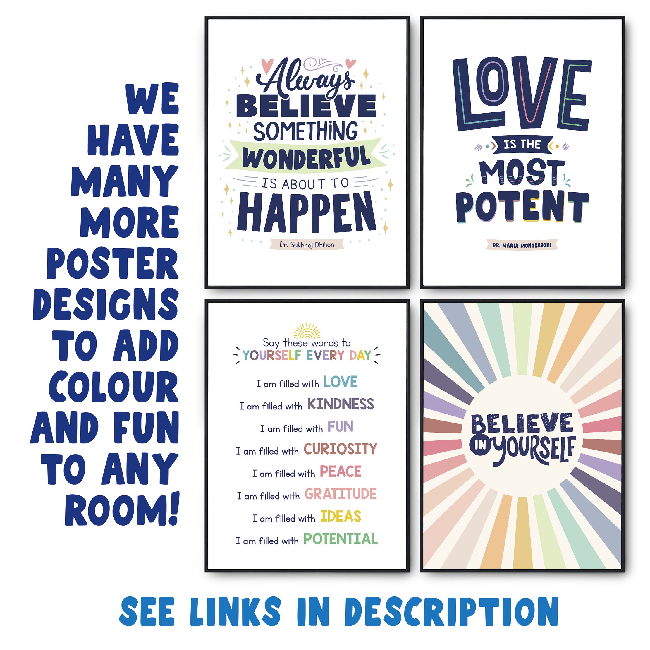 Montessori Numbers 1-10 Poster Math Coloured Bead Bars Classroom Wall ...