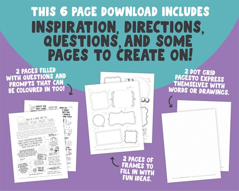 Printable Dream Board Activity for Kids Create a Vision Board ...
