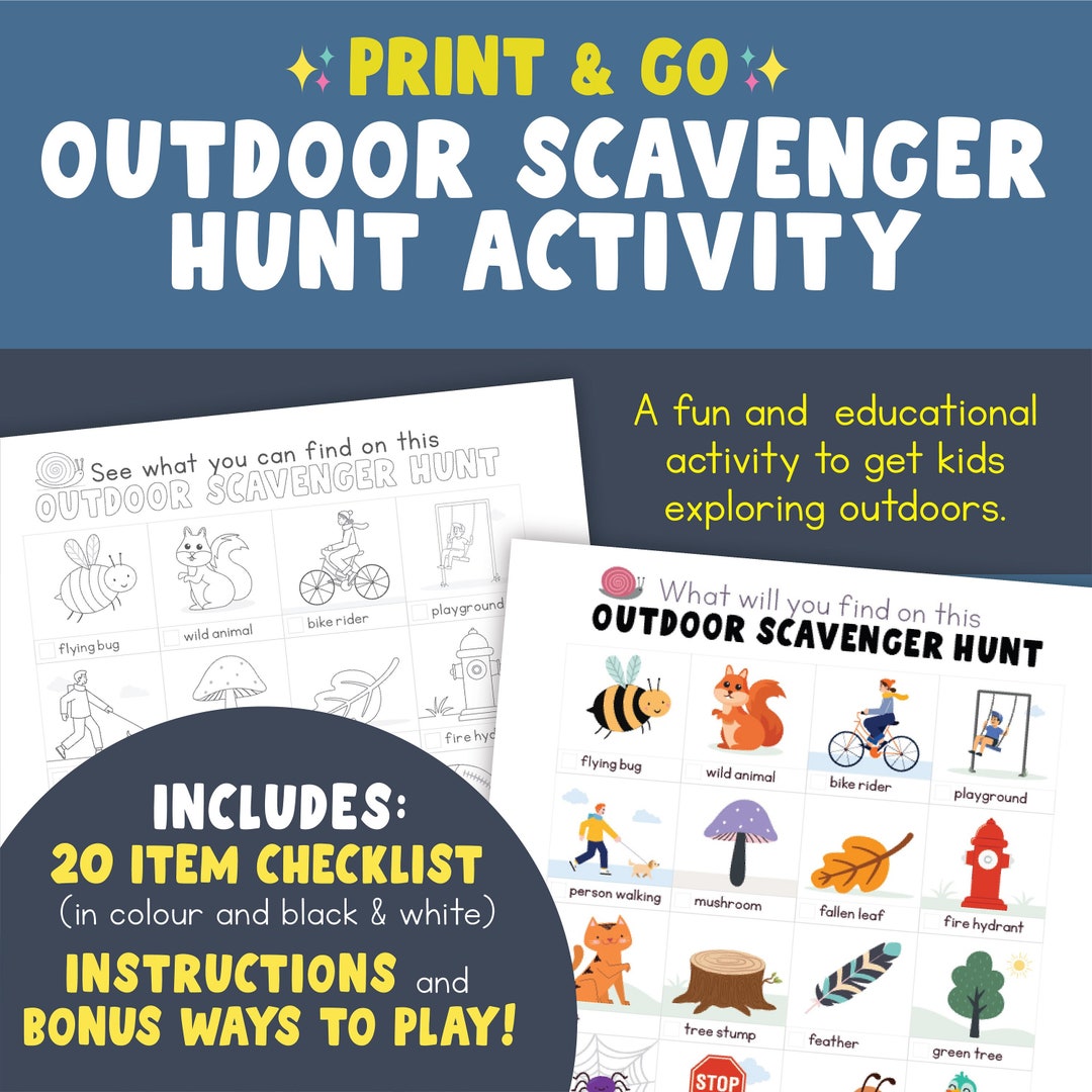 Outdoor Scavenger Hunt for Kids | Nature Treasure Hunt | Earth Day Game ...