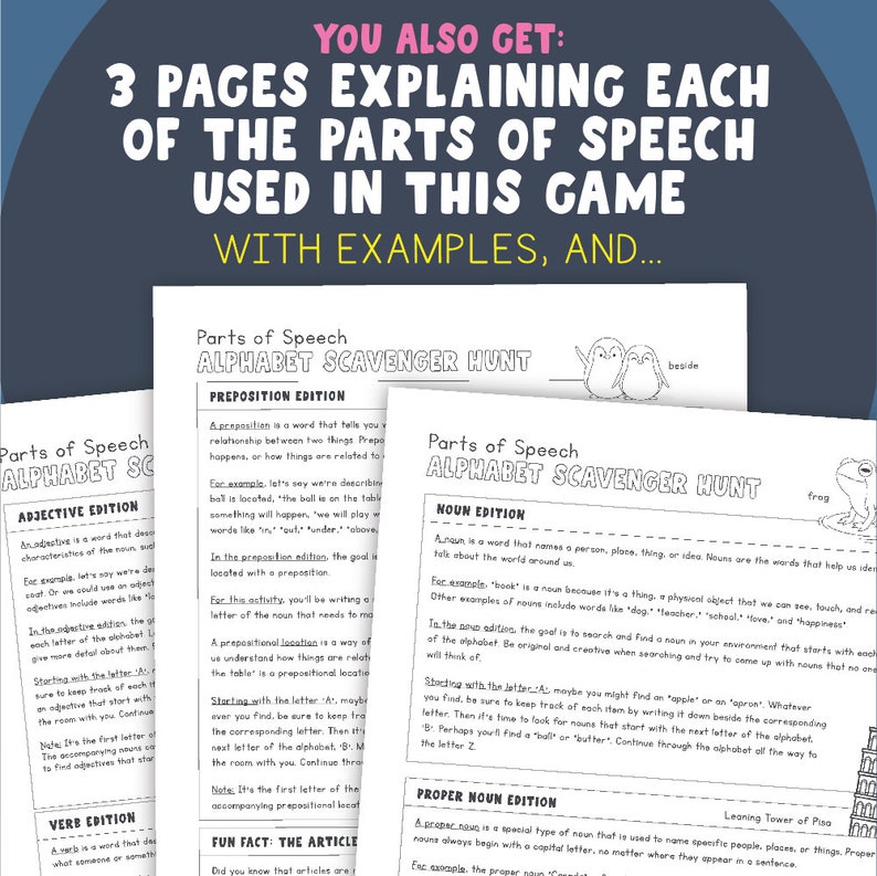 Parts of Speech Scavenger Hunt Game | Elementary Language Activity ...