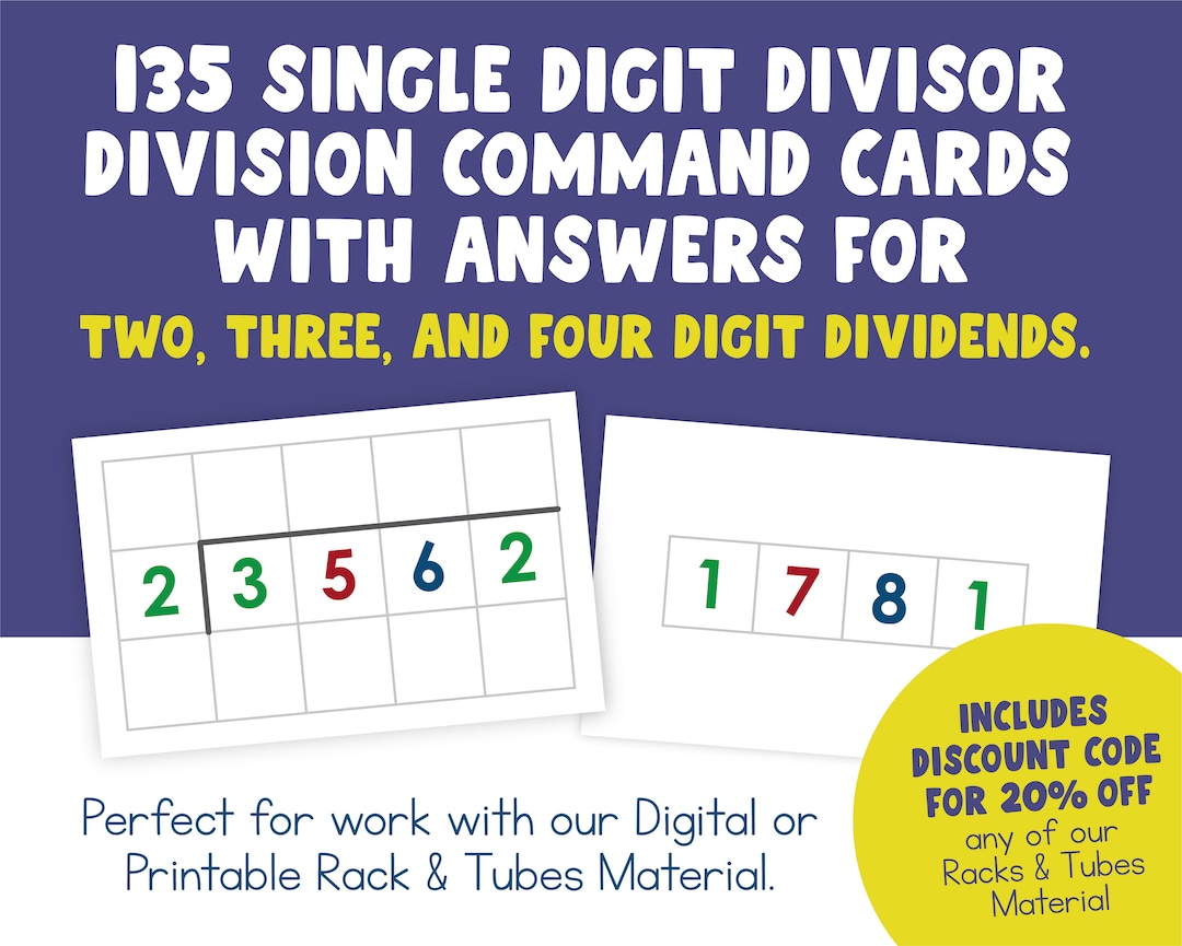 Printable Division Command Cards | Elementary Math Operations Task ...
