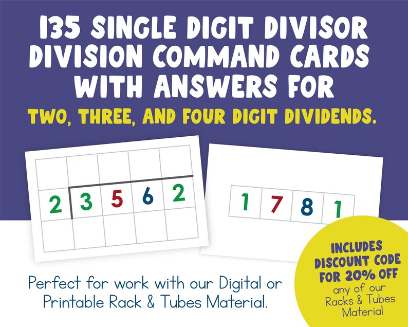 Printable Division Command Cards Elementary Math Operations Task Cards ...