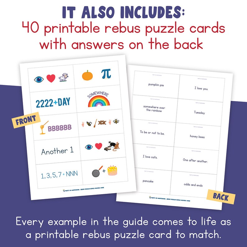 Rebus Puzzle Guide & Cards | Printable Language Resource | Brain ...