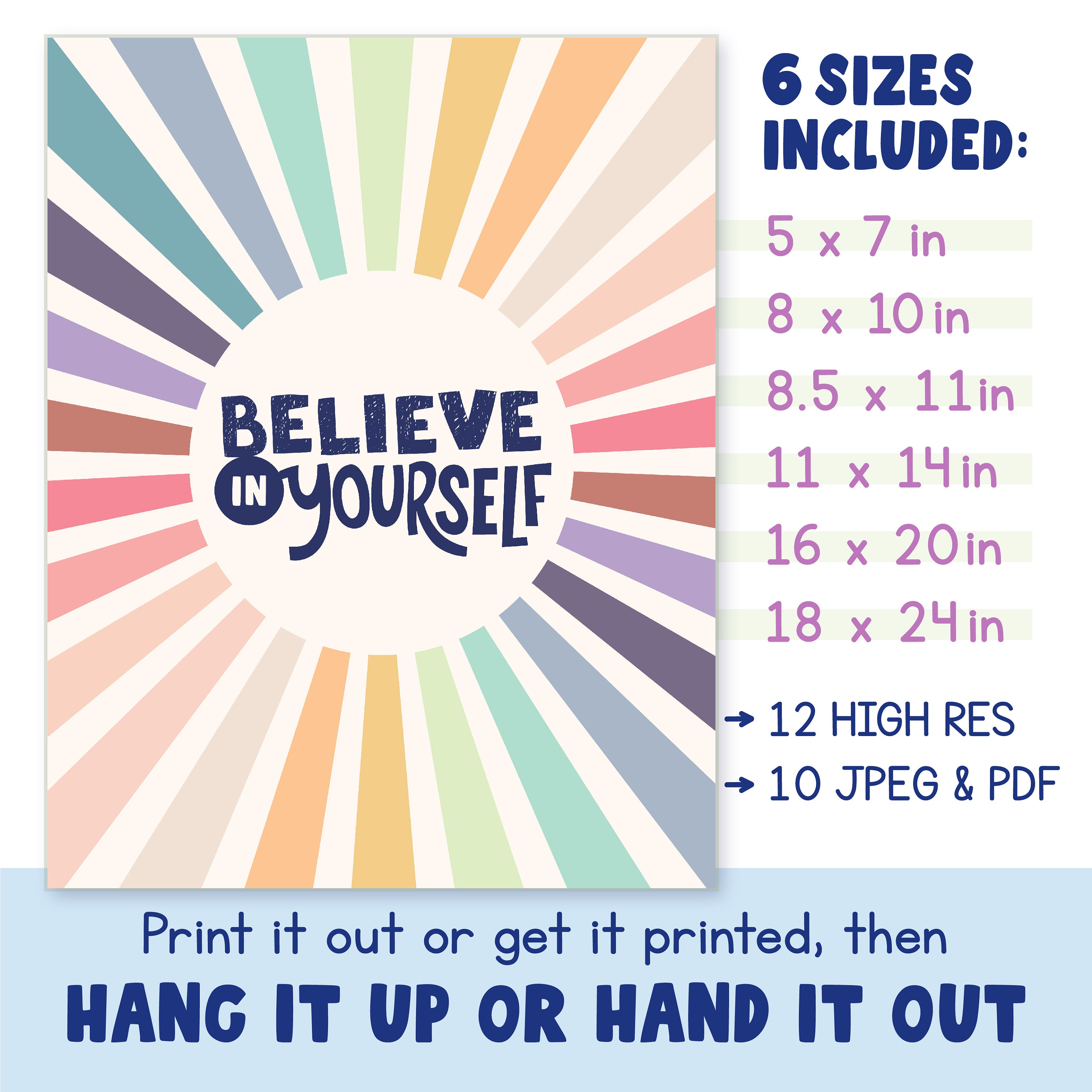 Motivational Classroom Poster | Believe in Yourself | Montessori Wall ...