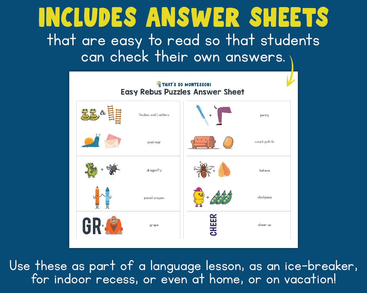 40 Rebus Puzzles With Answers | Brain Teasers | Printable Picture ...