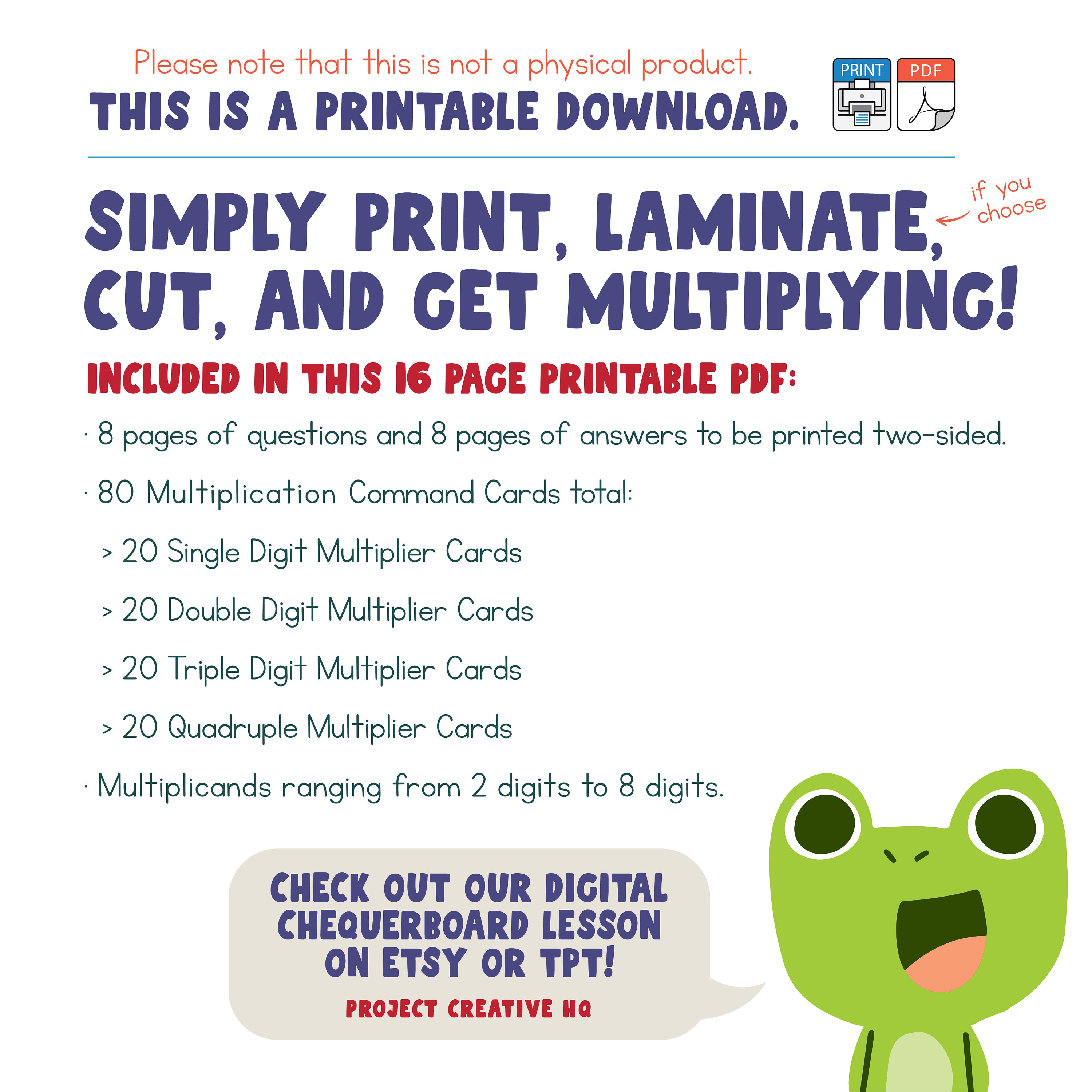 Printable Multiplication Command Cards Montessori Math Material ...