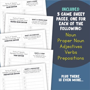 Parts of Speech Scavenger Hunt Game | Elementary Language Activity ...