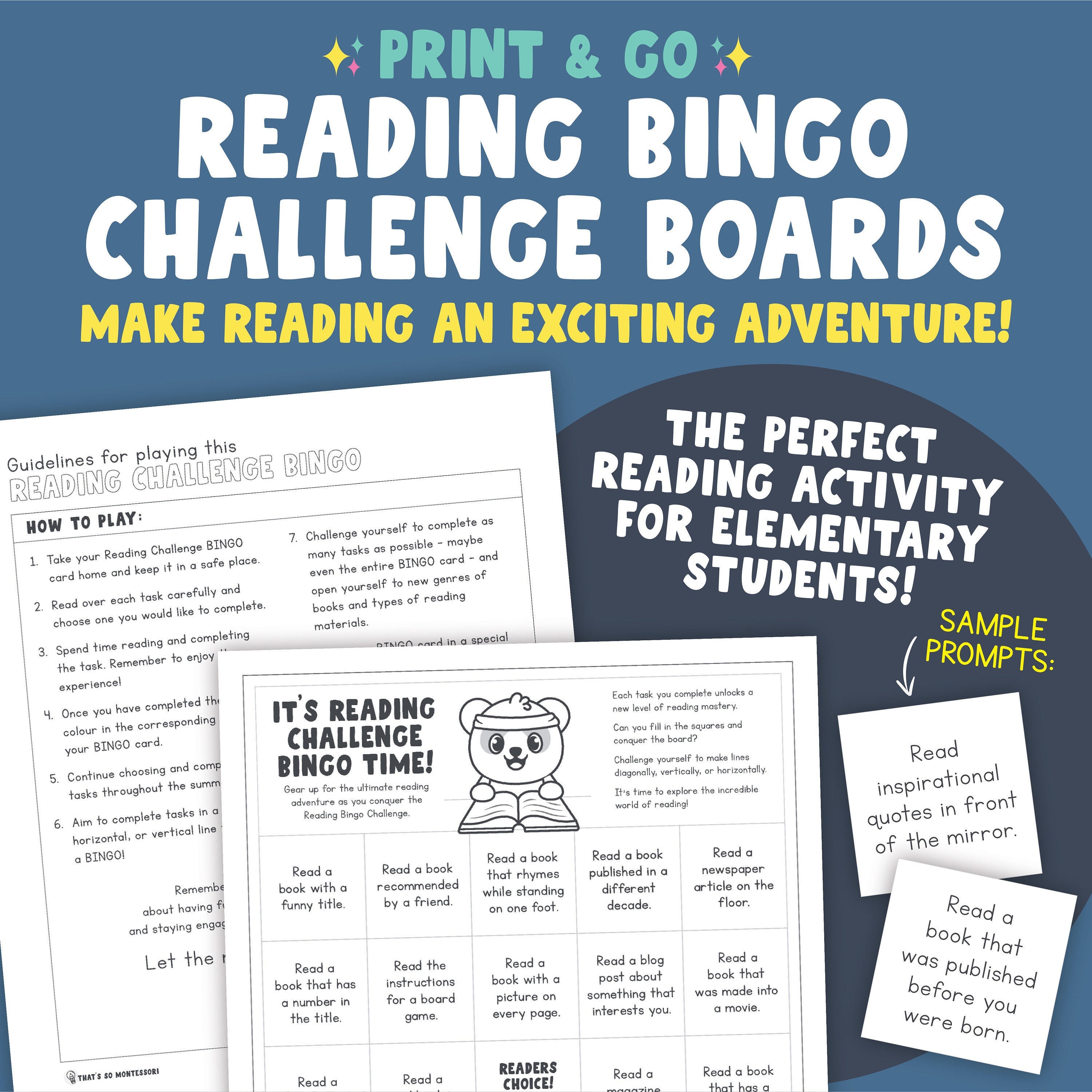 Reading BINGO Reading Log Alternative Elementary Reading Activity - Etsy