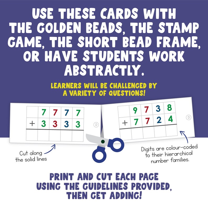 Printable Static and Dynamic Addition Command Cards | Montessori Math ...