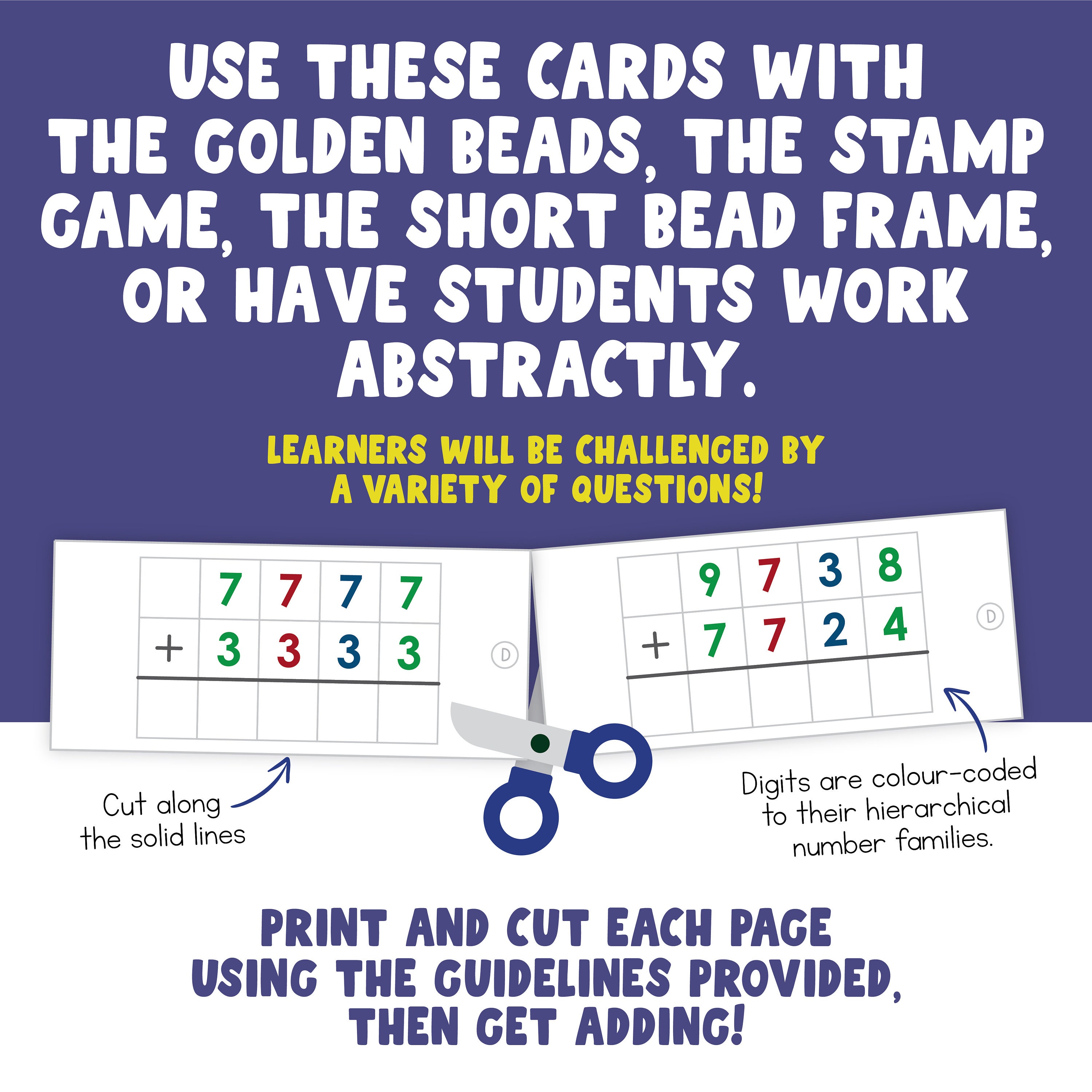 Printable Static and Dynamic Addition Command Cards | Montessori Math ...