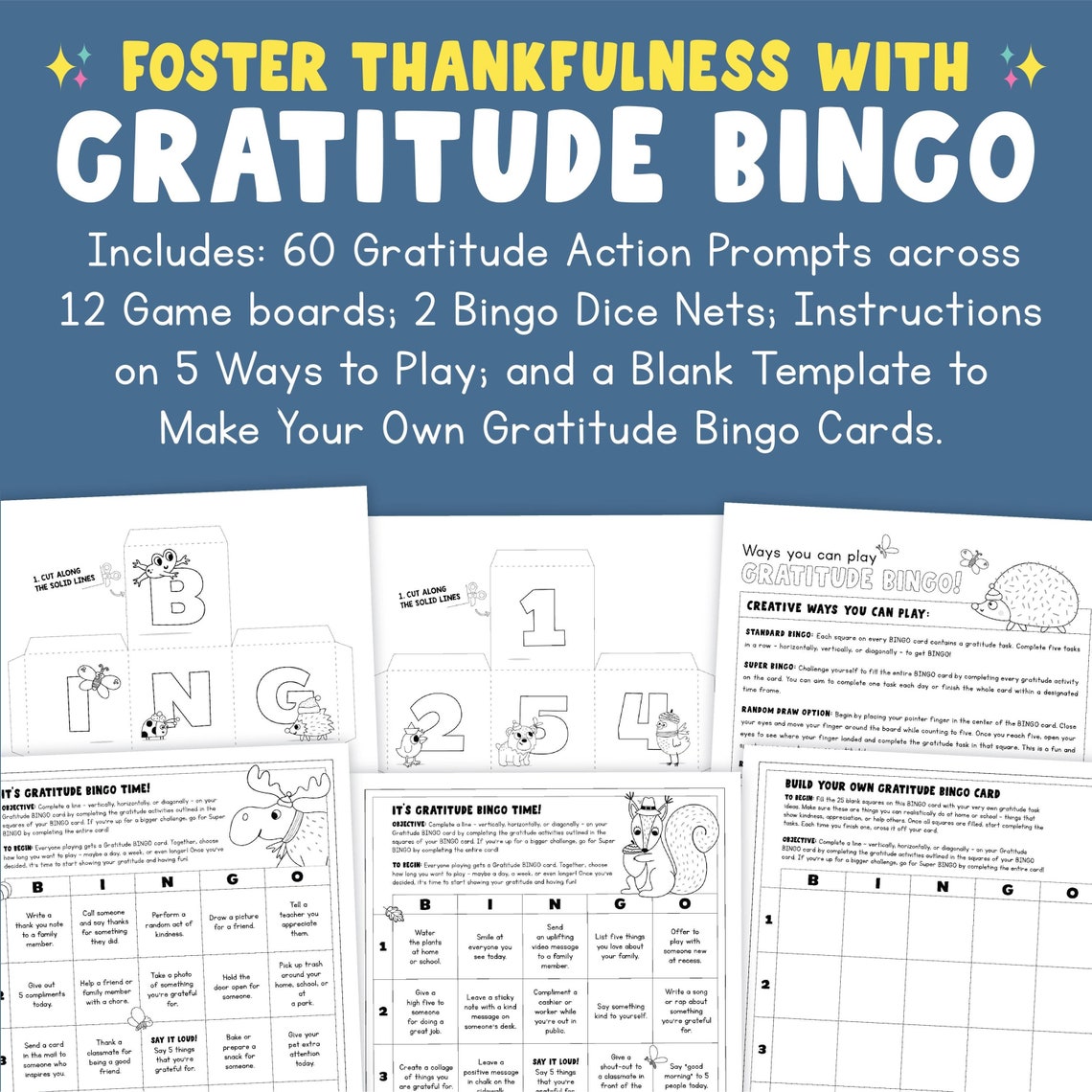 Gratitude BINGO Game Cards for Elementary | Social Emotional Learning ...