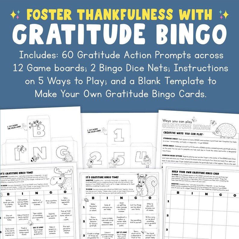 Gratitude BINGO Game Cards for Elementary | Social Emotional Learning ...
