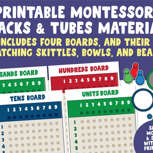 Printable Montessori Division Material Racks and Tubes Math - Etsy