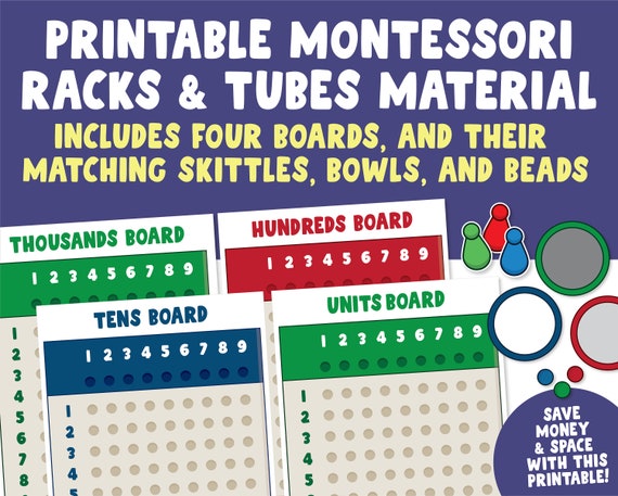 Printable Montessori Division Material Racks and Tubes Math | Etsy