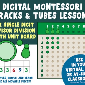 Montessori Digital Division Lesson Racks and Tubes Single Digit Board ...