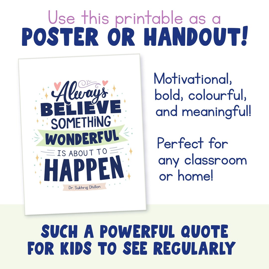 Motivational Classroom Poster | Always Believe Wall Art | Montessori ...
