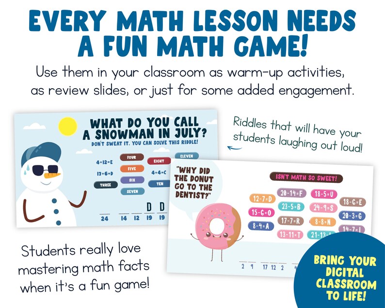 Funny Math Cryptogram Riddles | Math Fact Practice | Digital Math Fact ...