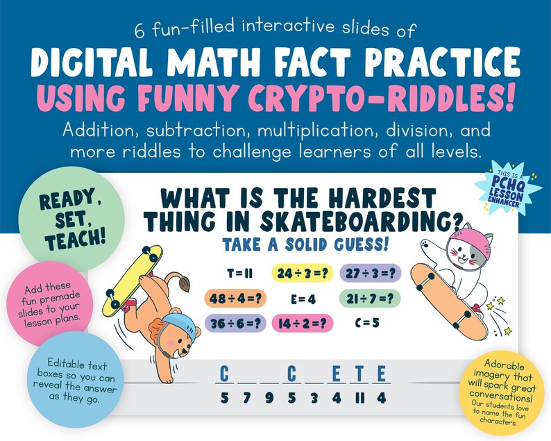 Funny Math Cryptogram Riddles | Math Fact Practice | Digital Math Fact ...