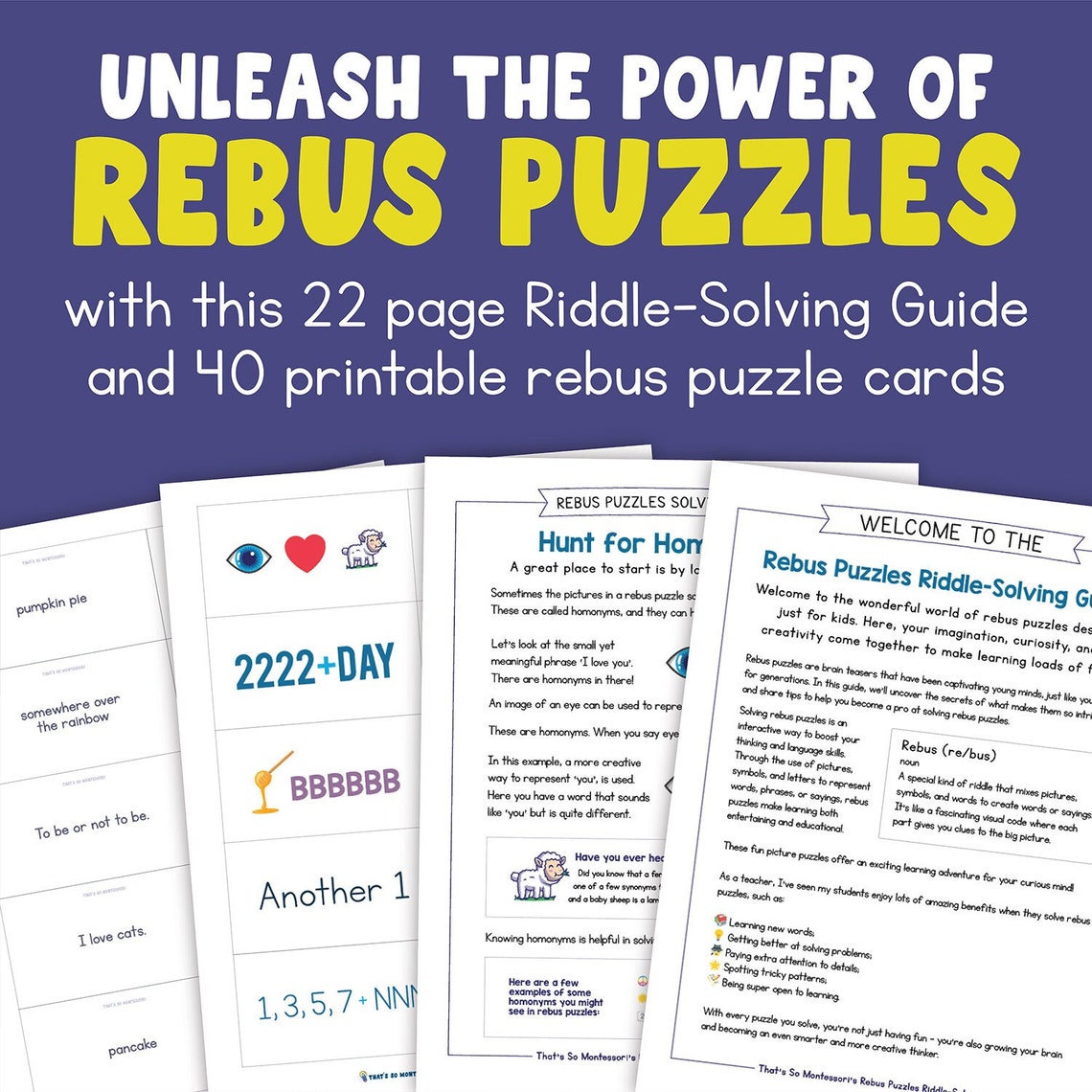 Rebus Puzzle Guide & Cards | Printable Language Resource | Brain ...