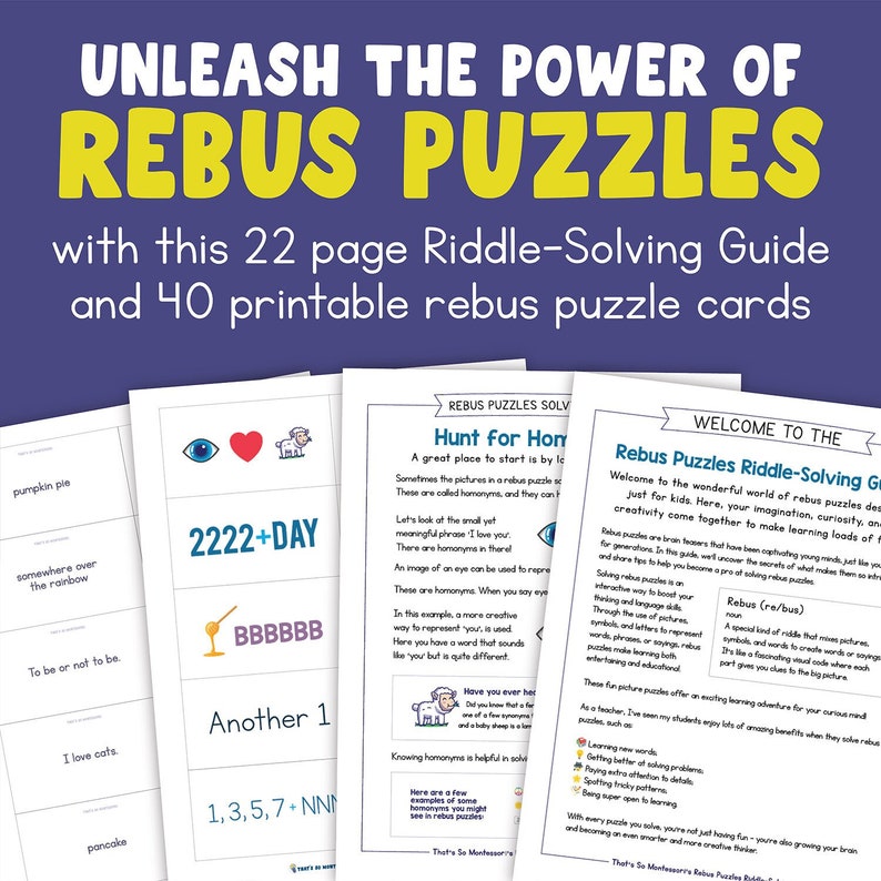 Rebus Puzzle Guide & Cards | Printable Language Resource | Brain ...