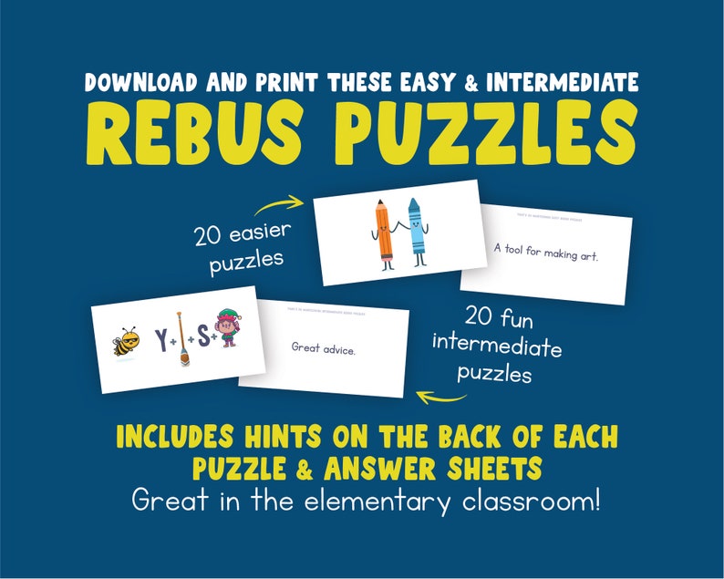 40 Rebus Puzzles With Answers | Brain Teasers | Printable Picture ...