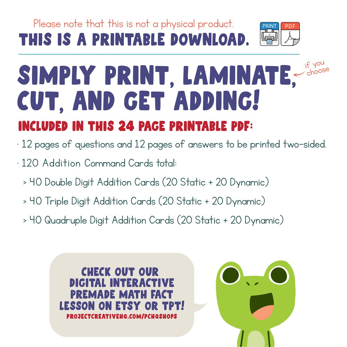 Printable Static and Dynamic Addition Command Cards | Montessori Math ...