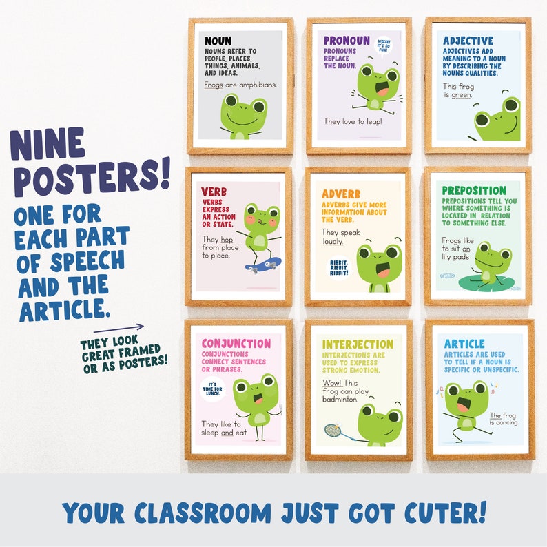 Parts of Speech Posters | Grammar Wall | 10 Printable Posters for ...