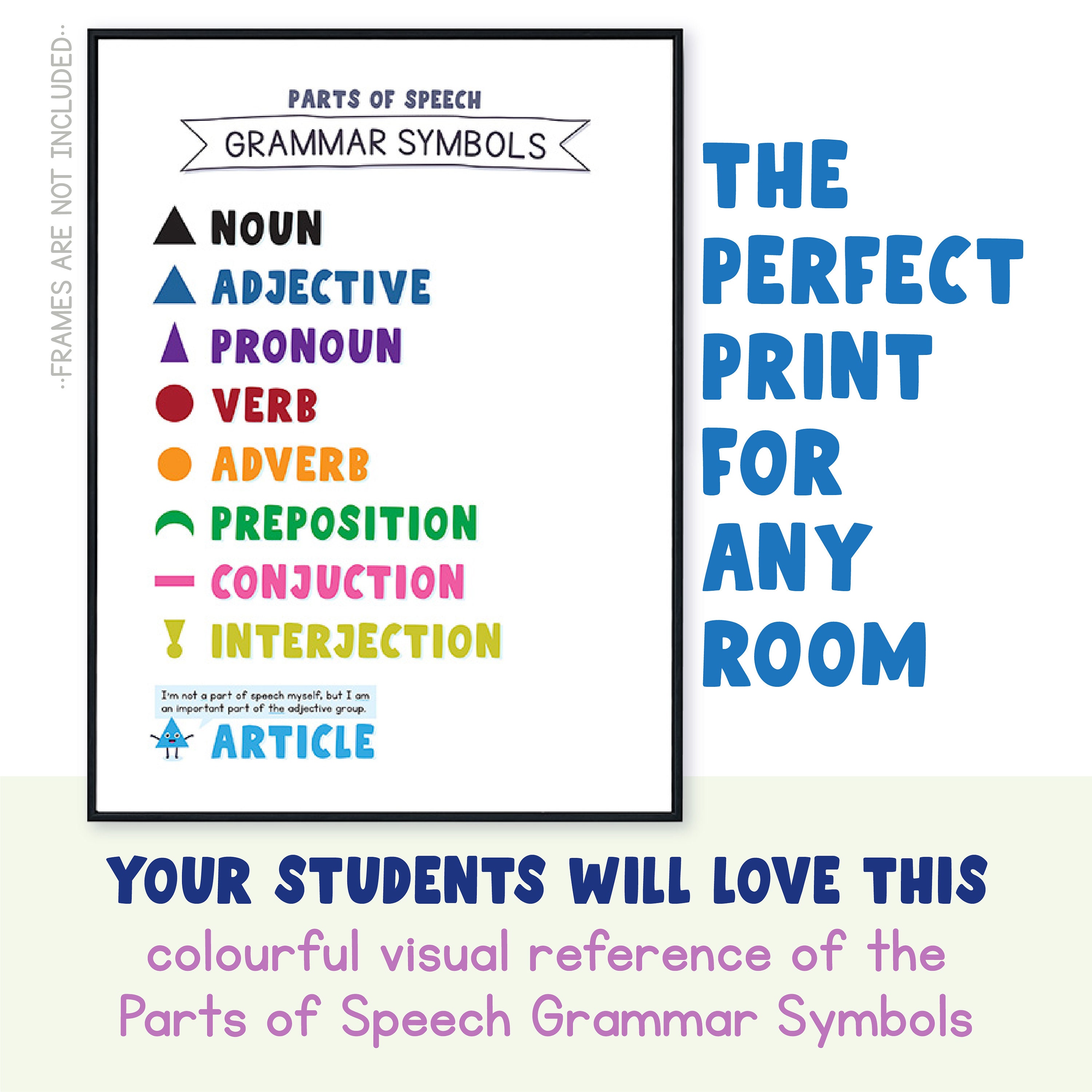 Parts of Speech Montessori Grammar Symbols Poster | Language Chart ...